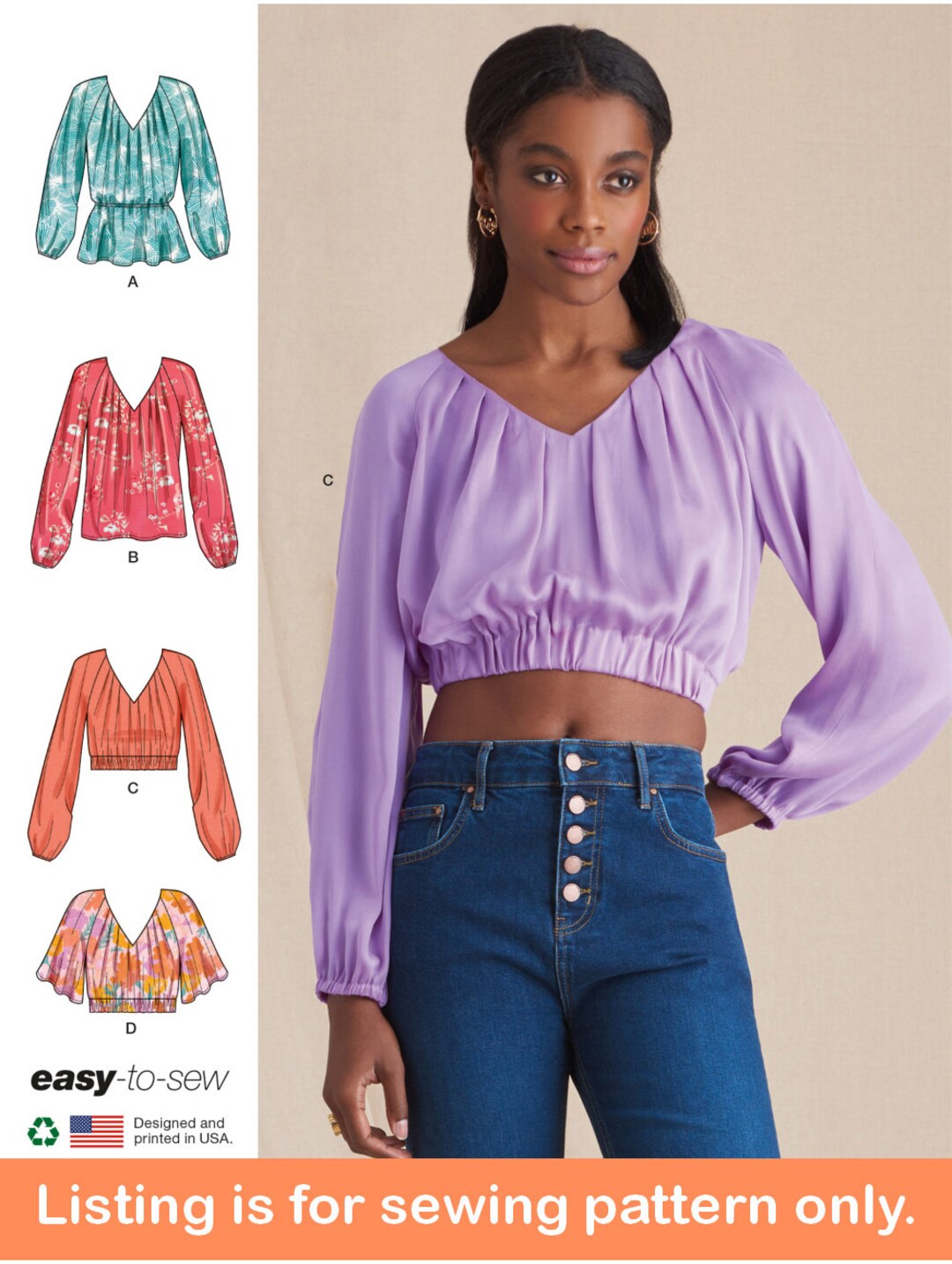 TOP SEWING PATTERN | Sew Womens Misses Clothes Clothing | Peasant ...