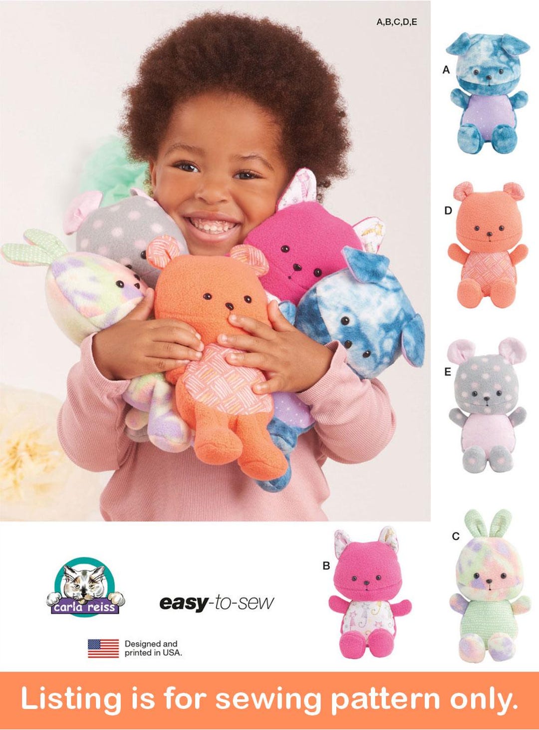 STUFFED ANIMAL Sewing PATTERN | Sew 9" Plush Soft Toy | Girls Boys ...