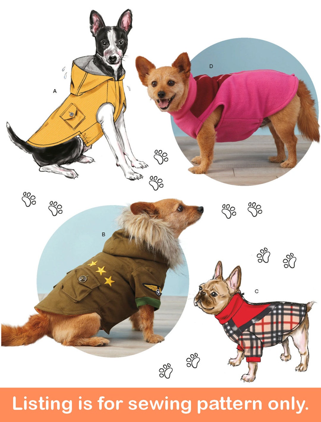 PET SEWING PATTERN | Make Dog Clothes | Puppy Clothing L Coat Military ...