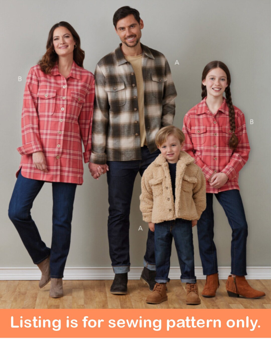 SHACKET SEWING PATTERN | Sew Matching Mens Women Boys Girls Clothes ...