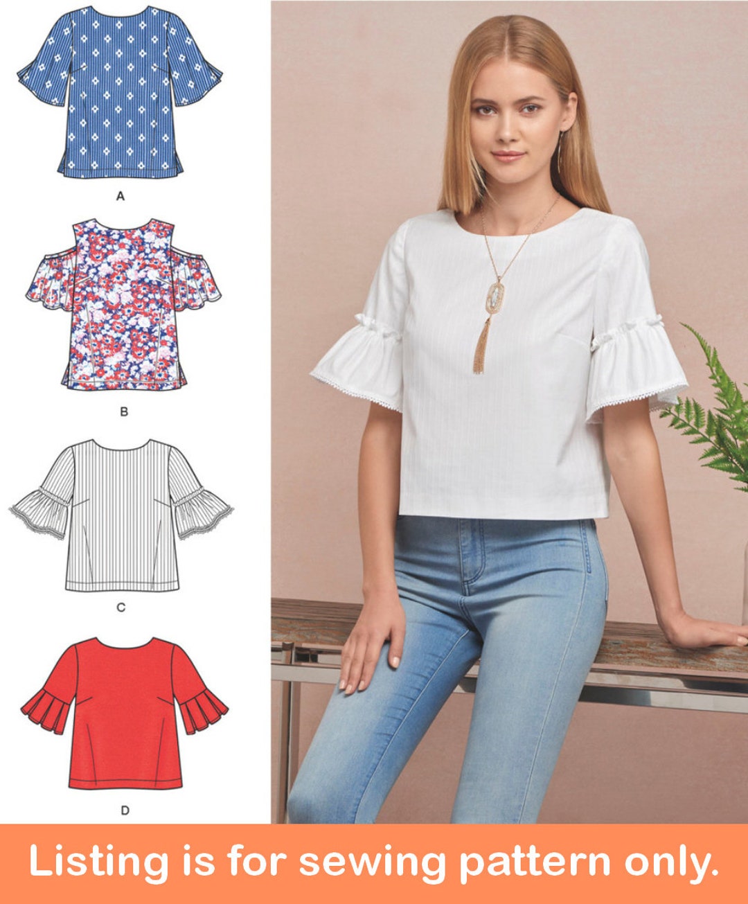TOP SEWING PATTERN | Sew Women Misses Clothes Clothing | Shirt Exposed ...