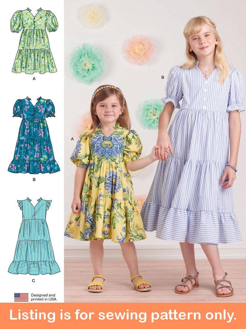 DRESS SEWING PATTERN | Sew Girls Clothes Clothing | Short Sleeves ...