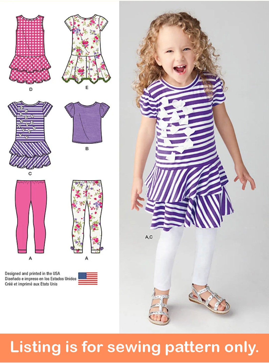 GIRLS SEWING PATTERN | Make Summer Clothes | Little Kids Dress Tee T ...
