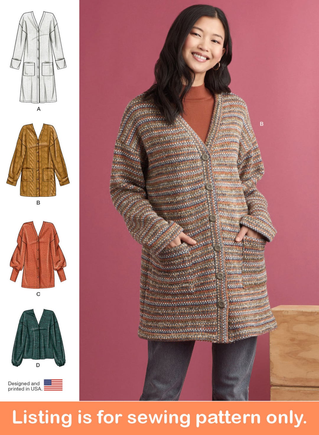 CARDIGAN SEWING PATTERN | Sew Womens Clothes Clothing | Extra Long ...