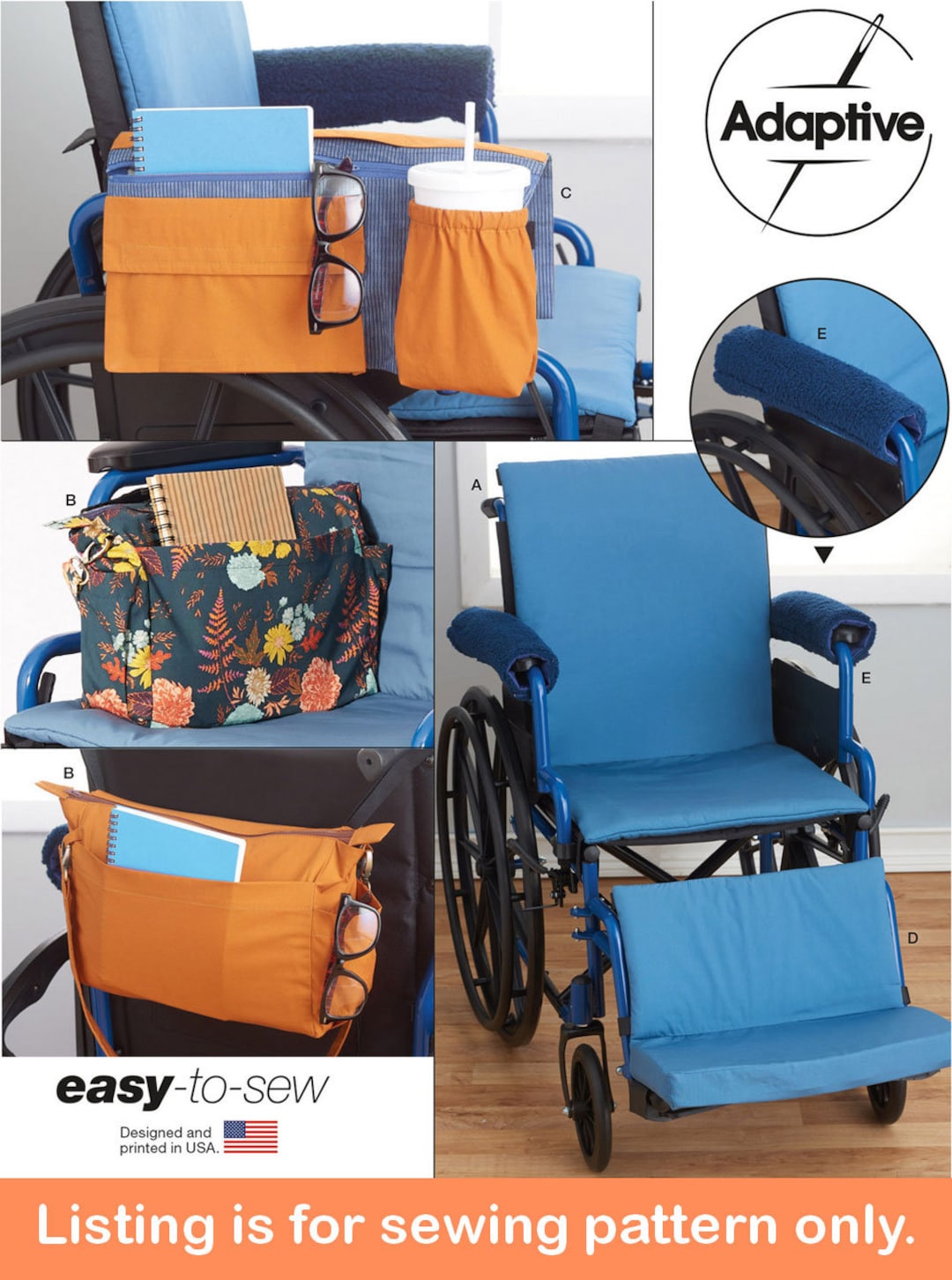 WHEELCHAIR Acessories SEWING PATTERN | Sew Scooter Organizer Carrier ...