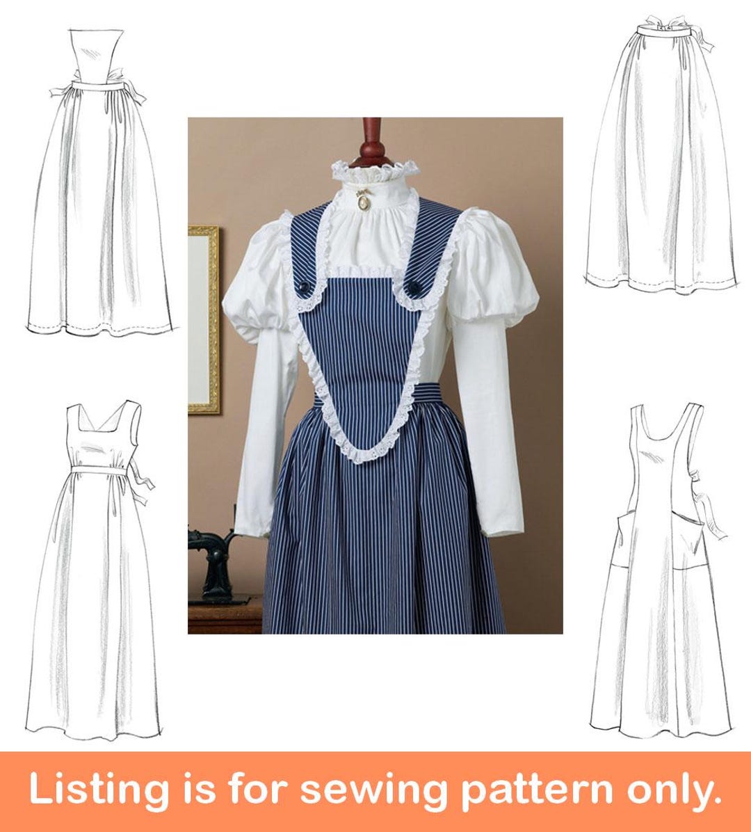 APRON SEWING PATTERN | Sew Womens Halloween Costume Smock | Victorian ...