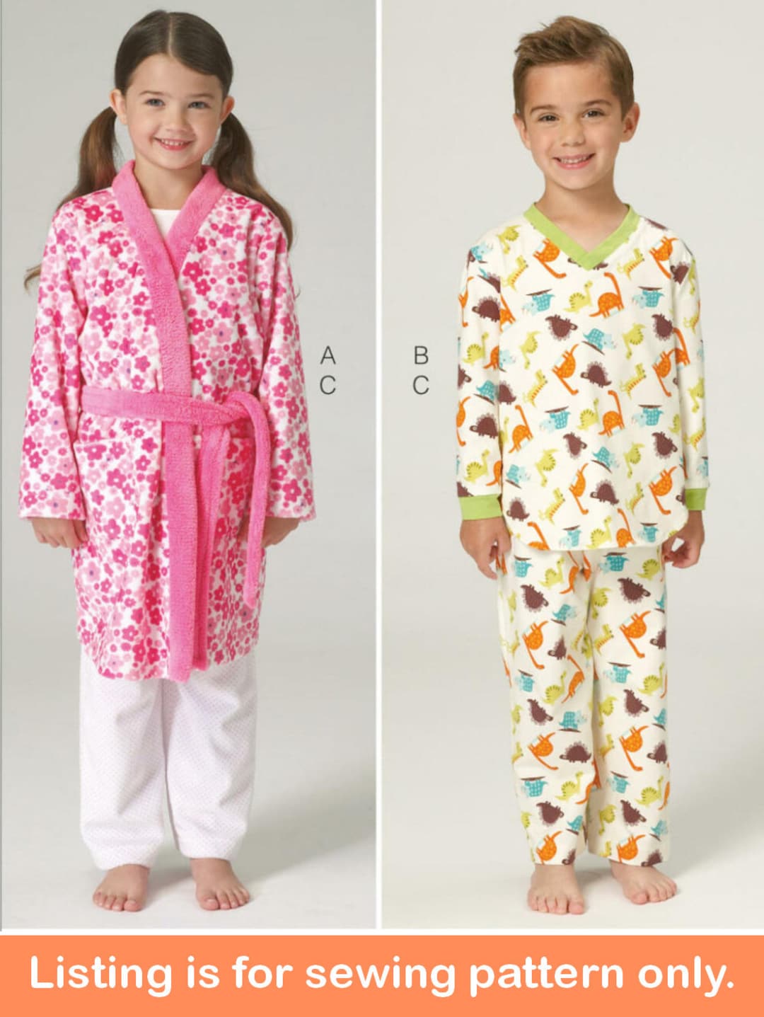 SLEEPWEAR SEWING PATTERN | Sew Boys Girls Pajamas Robe | Long Sleeve ...