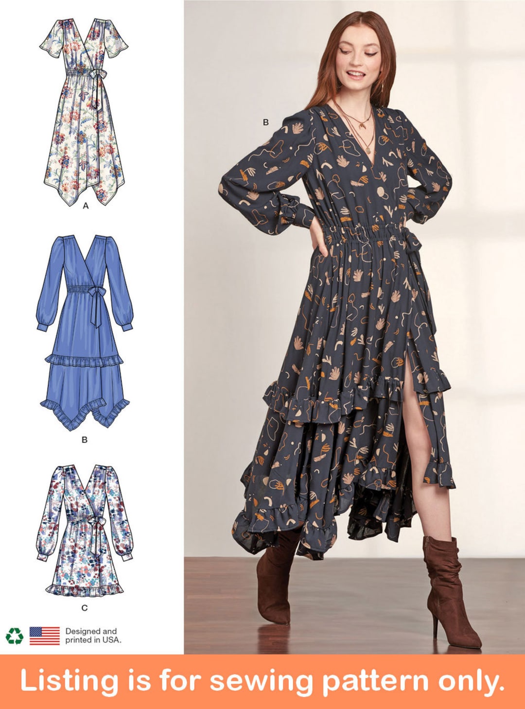 DRESS SEWING PATTERN | Sew Womens Clothes Clothing | Wrap Long Short ...