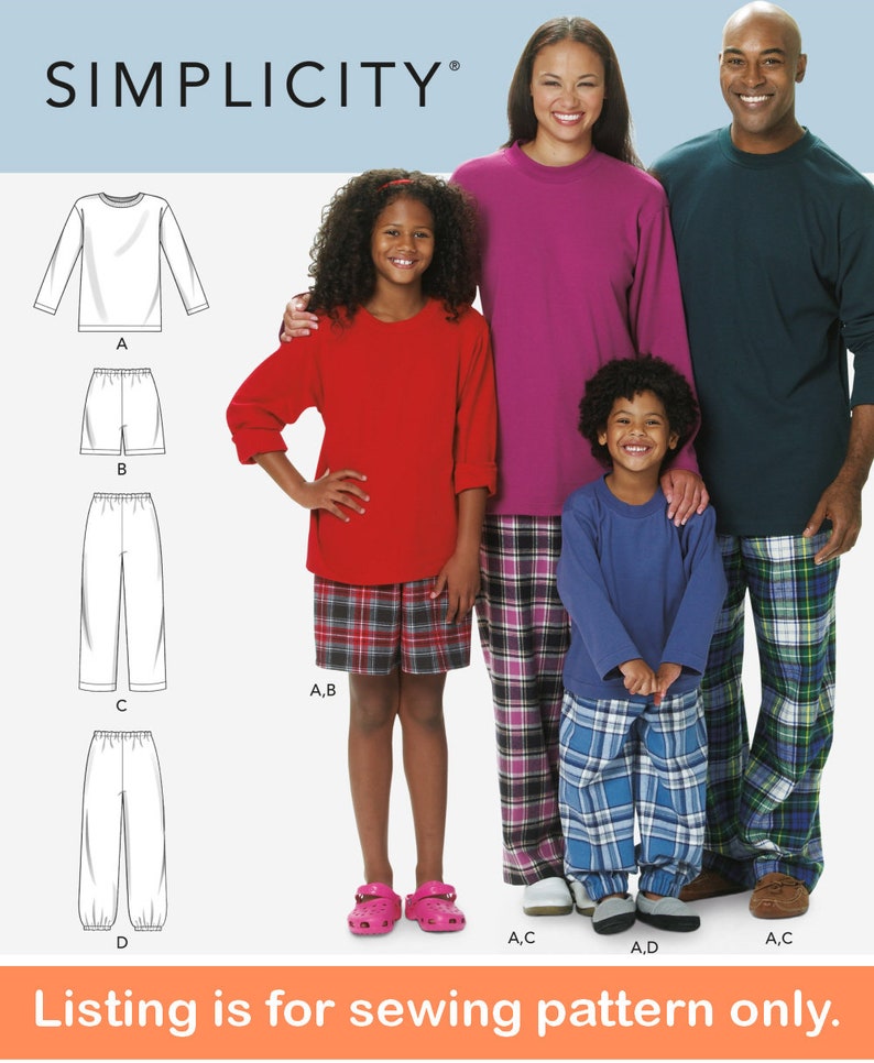 Sale!! PAJAMAS SEWING PATTERN | Sew Matching Men Women Teen Kids ...