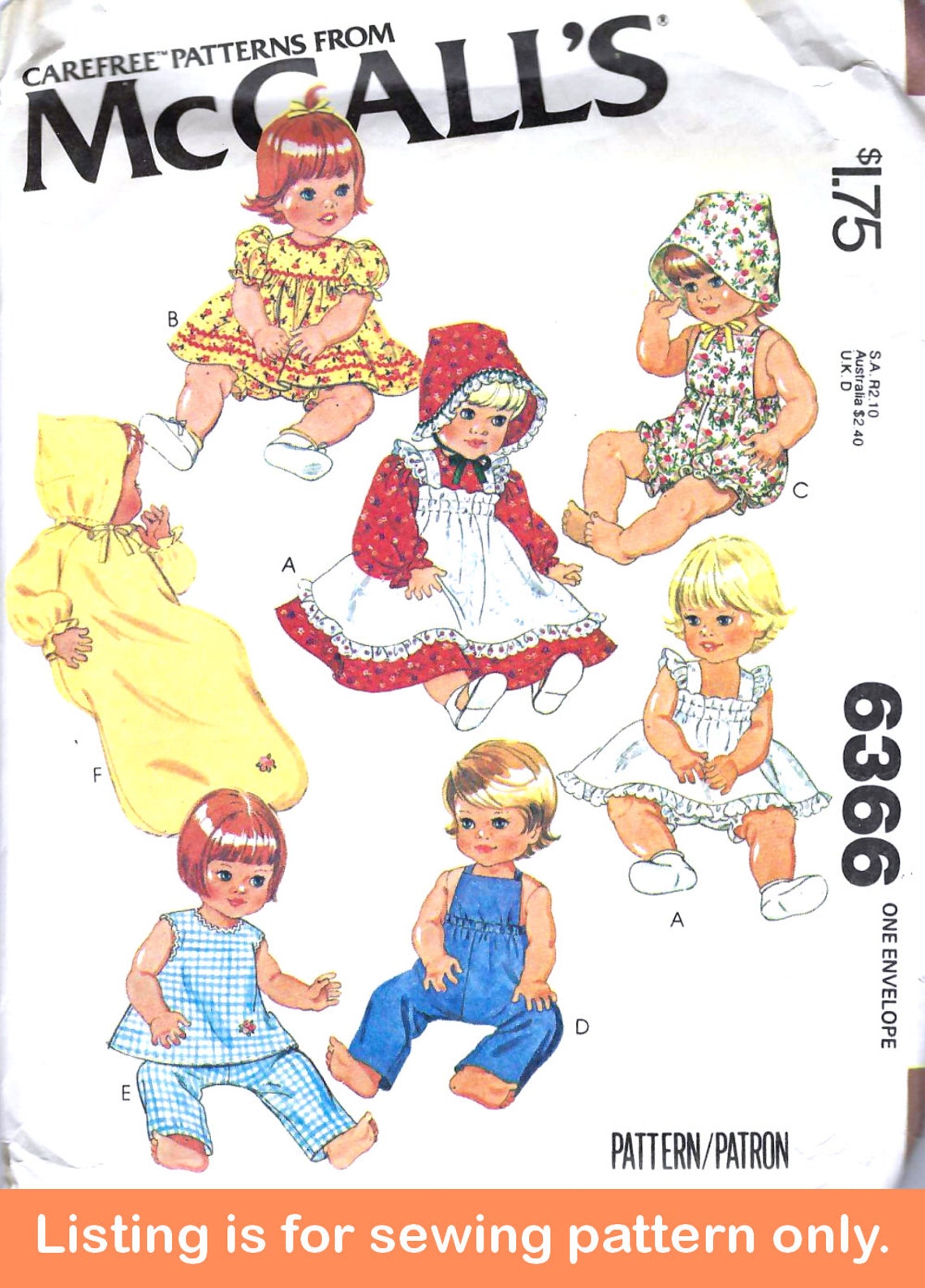 Vintage DOLL CLOTHES Sewing PATTERN Uncut 1970s 70s Make - Etsy