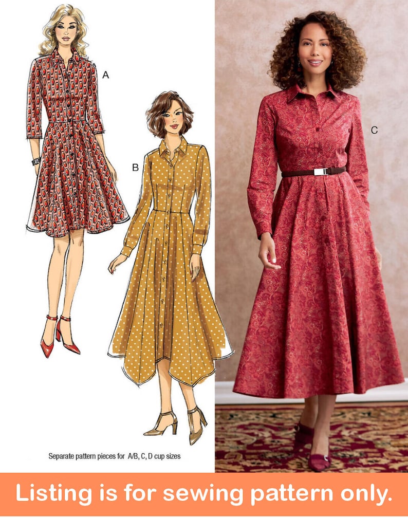 SHIRT-DRESS Sewing PATTERN Sew Womens Clothes Clothing - Etsy