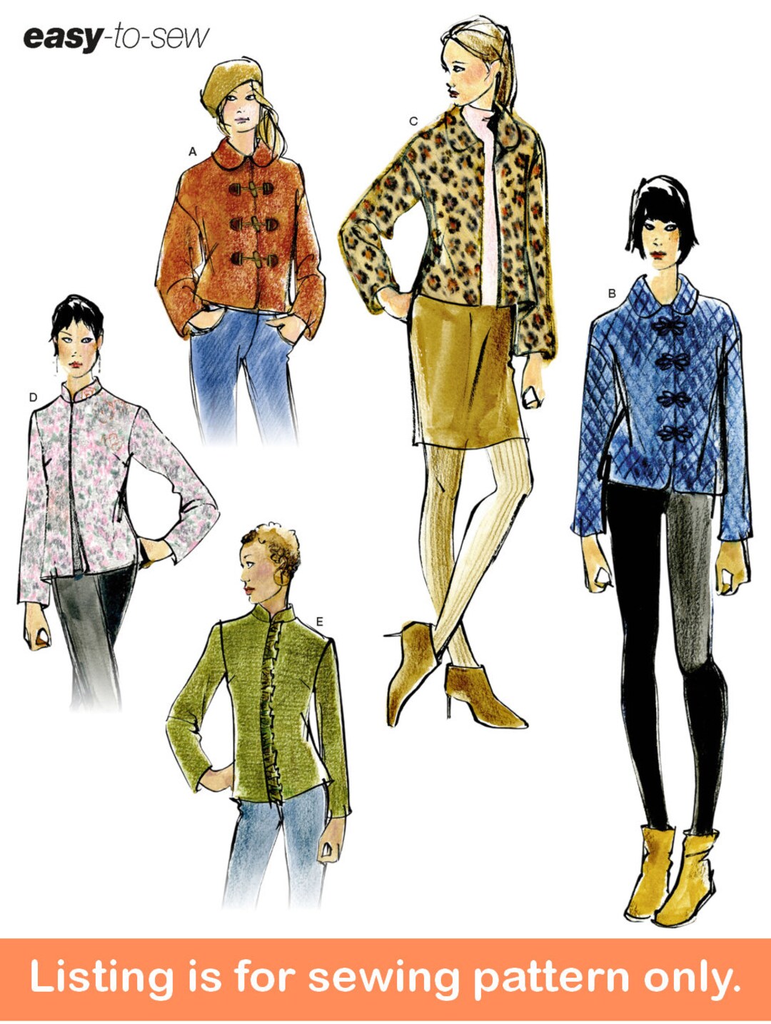 JACKET SEWING PATTERN | Sew Womens Misses Clothes Clothing | Fashion ...