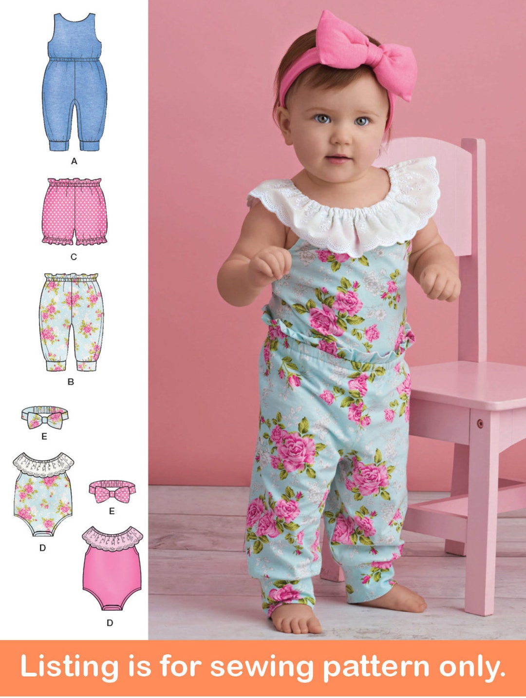 BABY SEWING PATTERN | Sew Girl Clothes Infant Clothing | Romper Pants ...