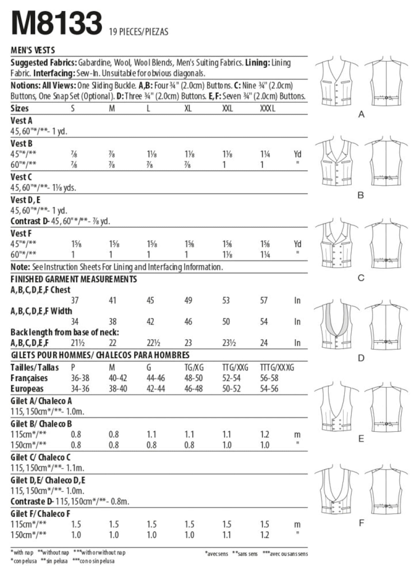 VEST SEWING PATTERN | Sew Mens Clothes Clothing Costume | Halloween ...