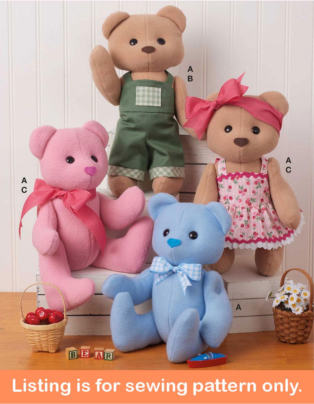 TEDDY BEAR Sewing PATTERN | Sew Jointed Stuffed Animal W/ Clothing ...