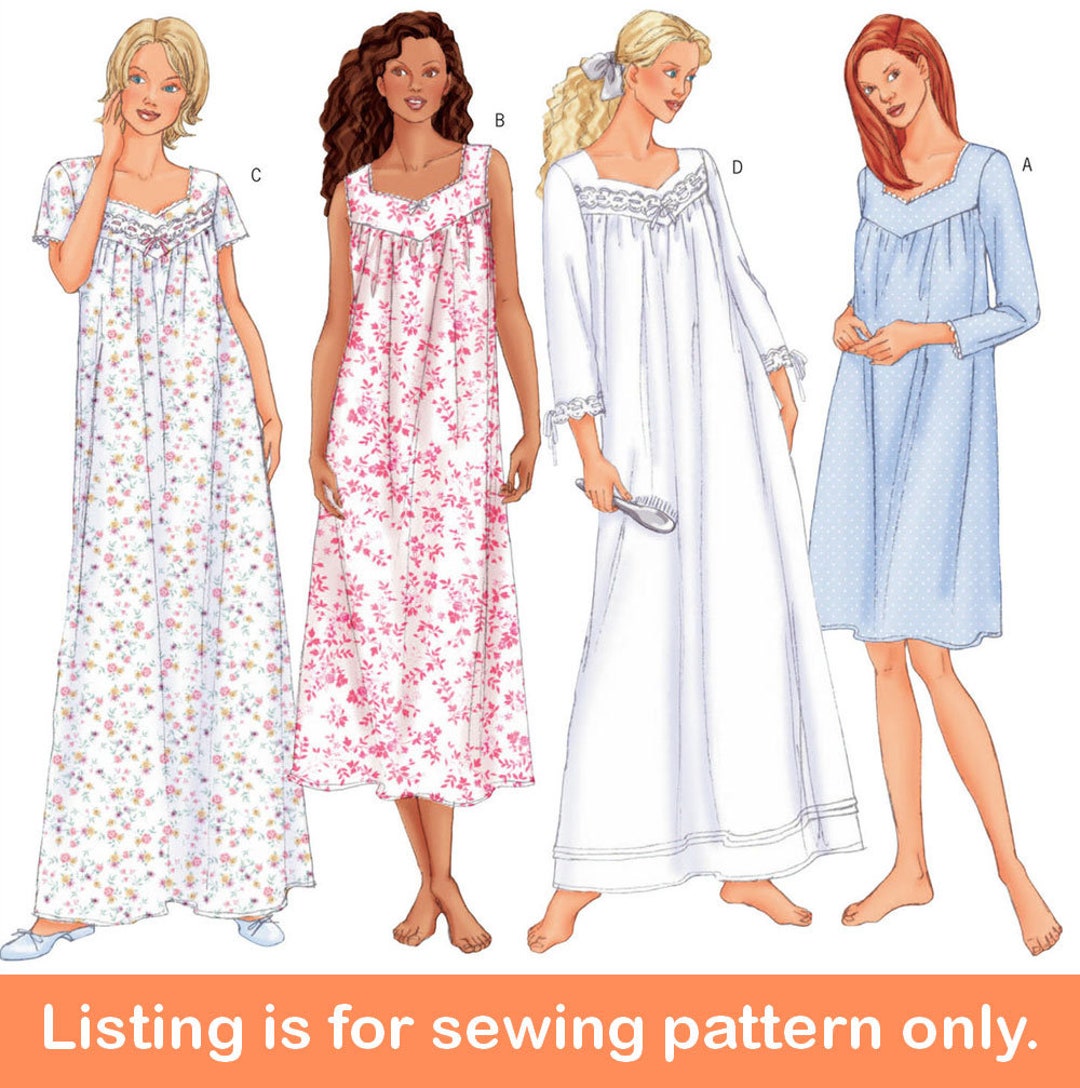 NIGHTGOWN SEWING PATTERN | Sew Womens Clothes Clothing | Long Midi ...