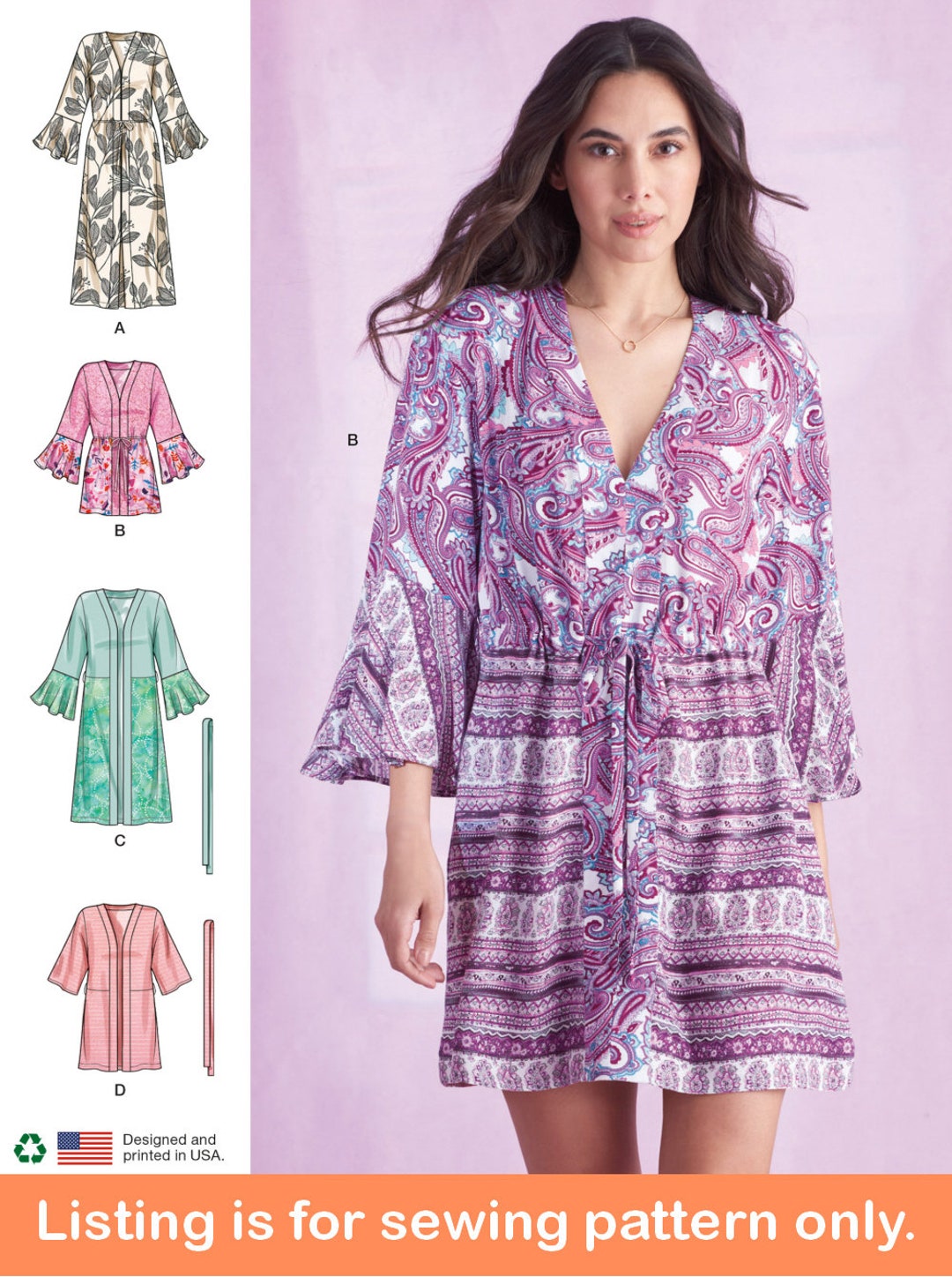 CAFTAN SEWING PATTERN | Sew Women Misses Clothes Clothing | Wrap Long ...