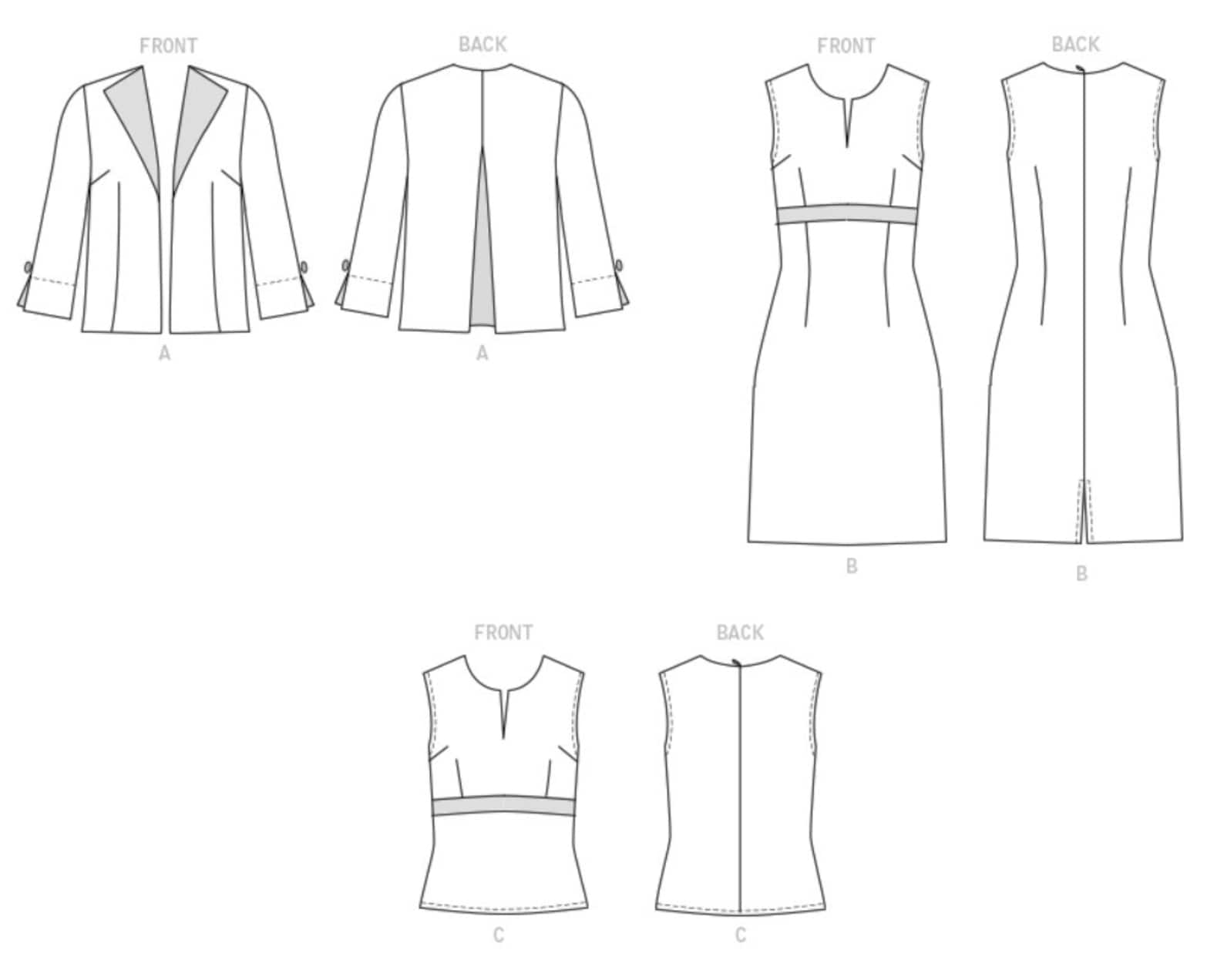 WOMENS SEWING PATTERN Sew Work Clothes Clothing Suit Jacket Sleeveless ...