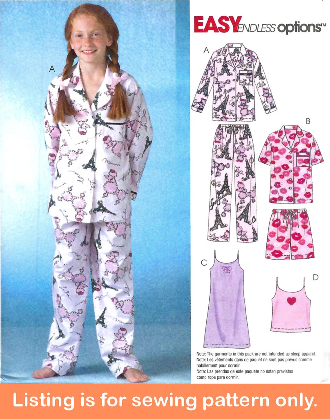 PAJAMAS SEWING PATTERN Sew Girls Clothes Clothing Tween - Etsy