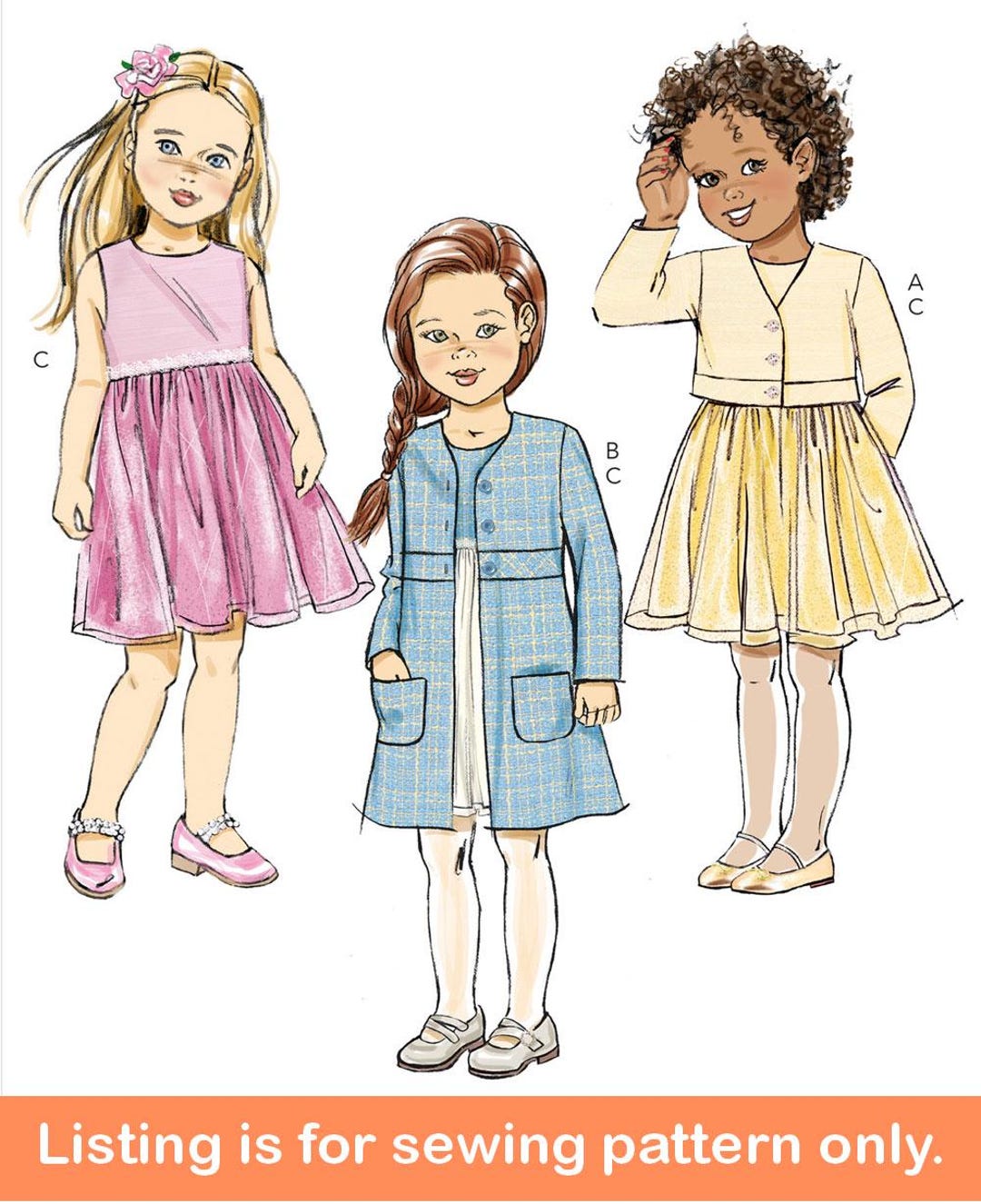 GIRLS SEWING PATTERN | Sew Formal Clothes Clothing | Jacket Coat Dress ...