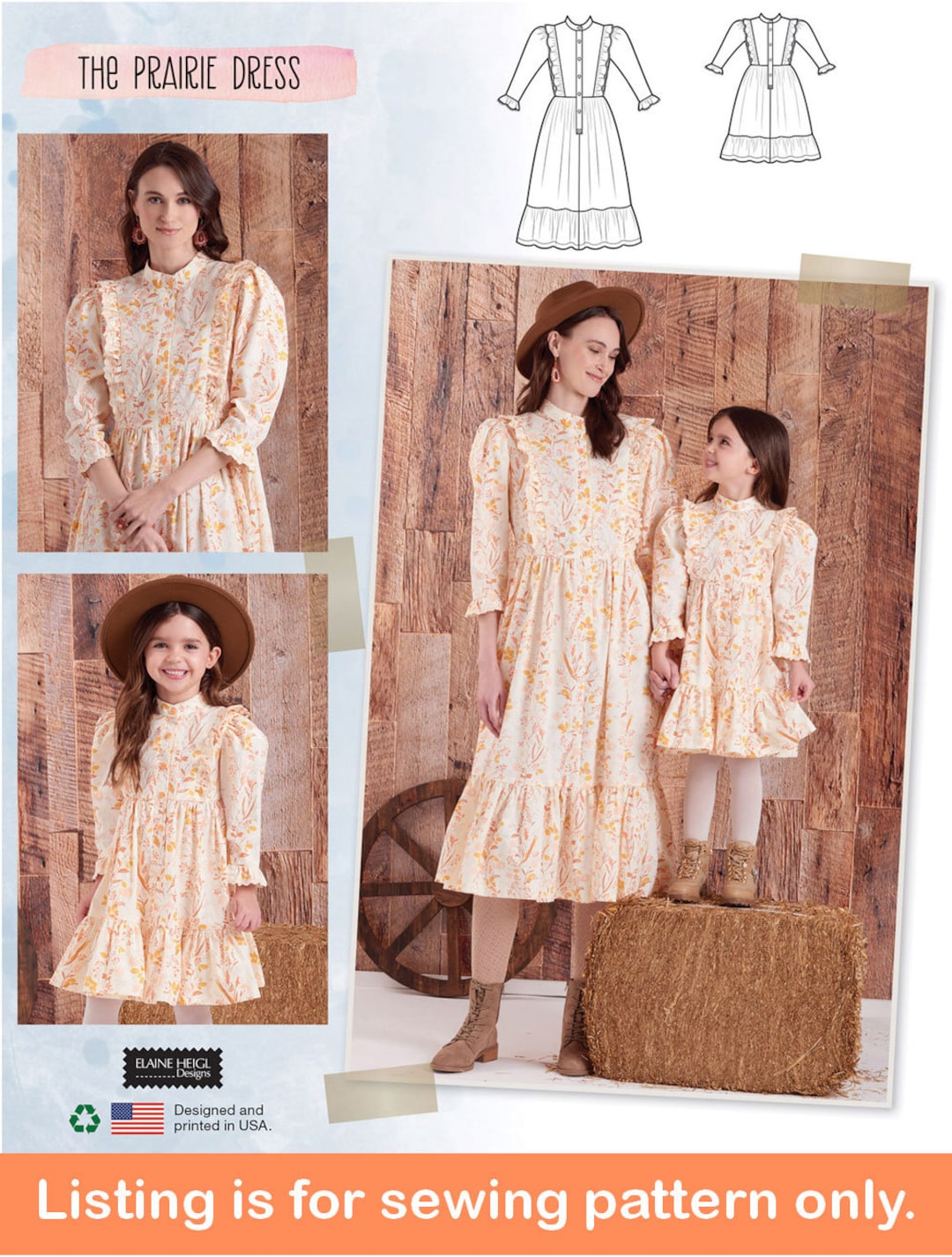 DRESS SEWING PATTERN | Sew Matching Womens Girls Outfit | Mother ...