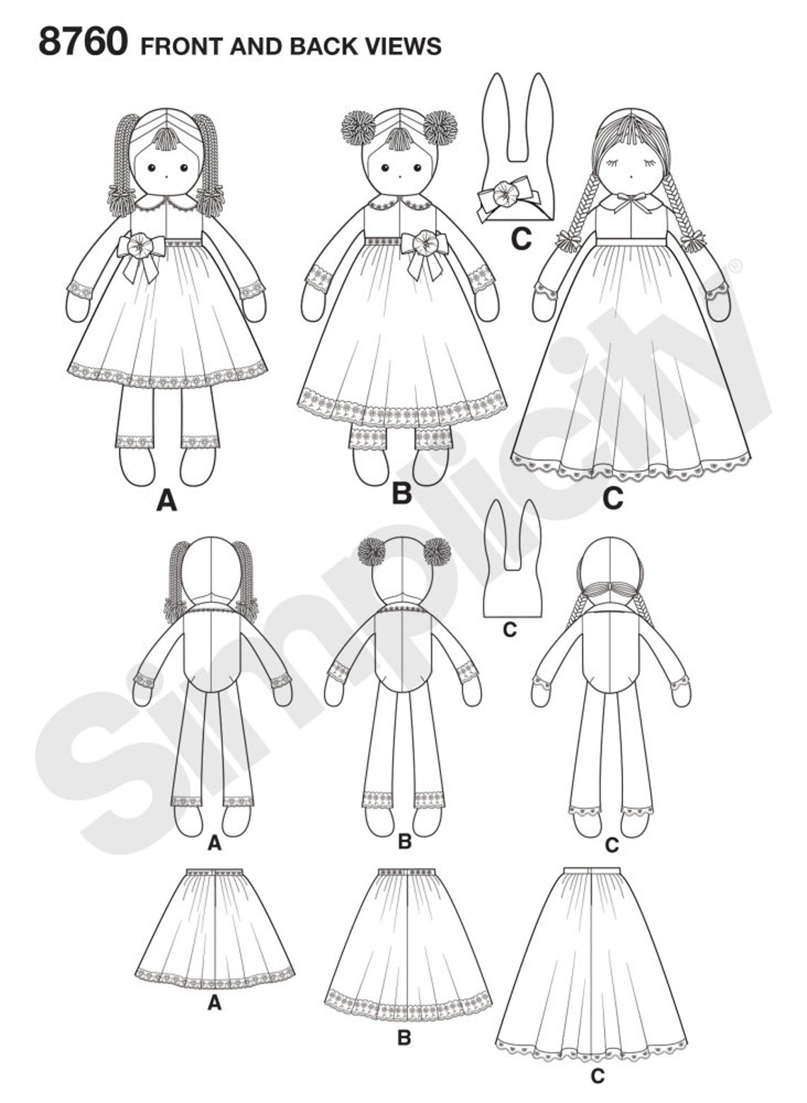 Large DOLL SEWING PATTERN | Sew Cloth Fabric Rag Doll | Three Styles ...