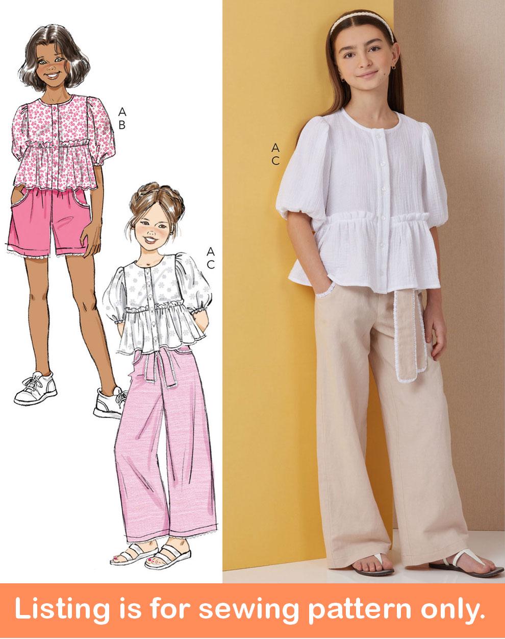 GIRLS SEWING PATTERN | Sew Summer Clothes Clothing | Peplum Top Short ...