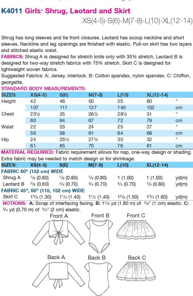 DANCEWEAR SEWING PATTERN | Sew Girl Ballet Clothes Clothing | Leotard ...