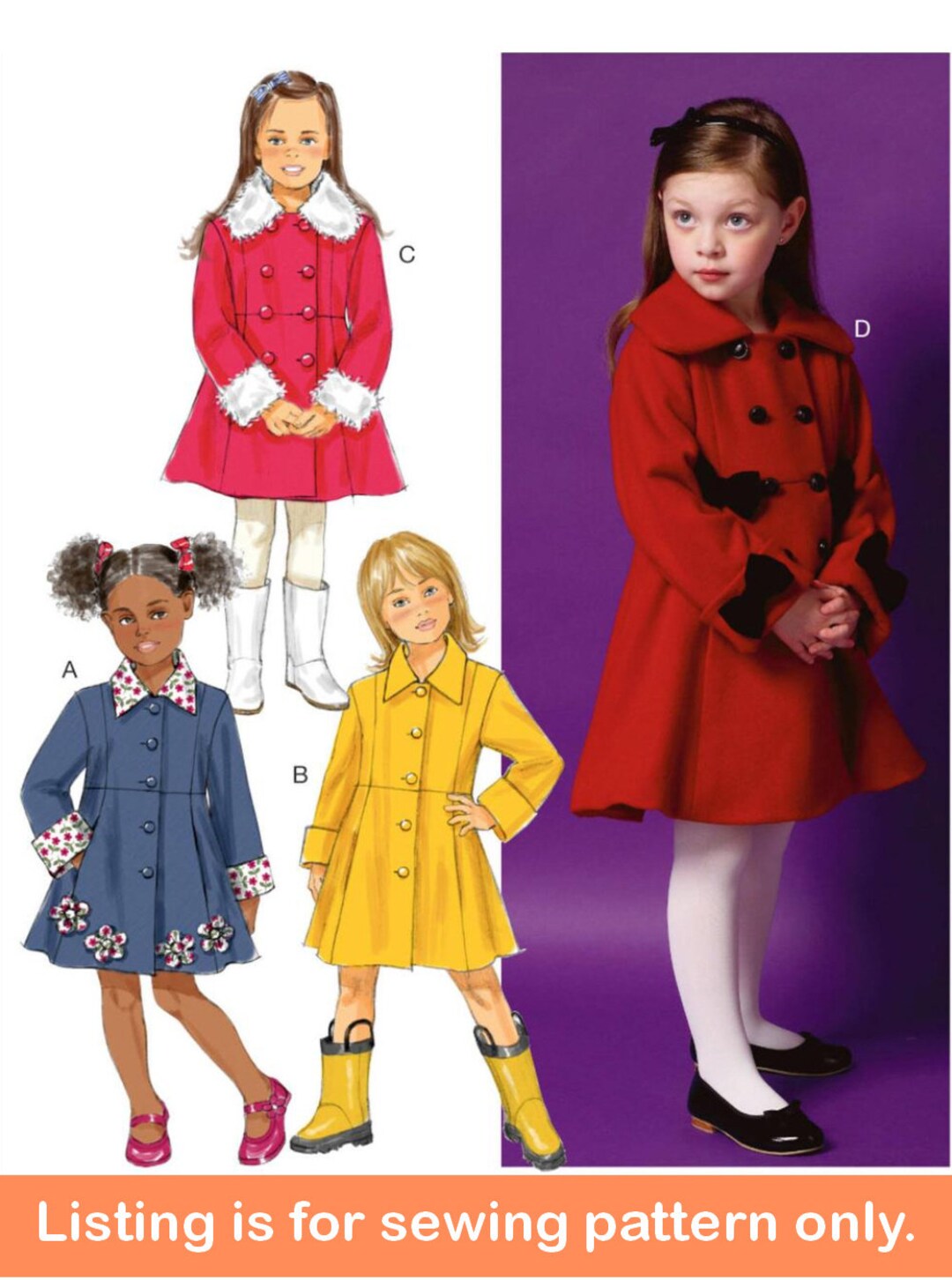 COAT SEWING PATTERN | Make Girls Clothes | Kids Clothing Winter Vintage ...