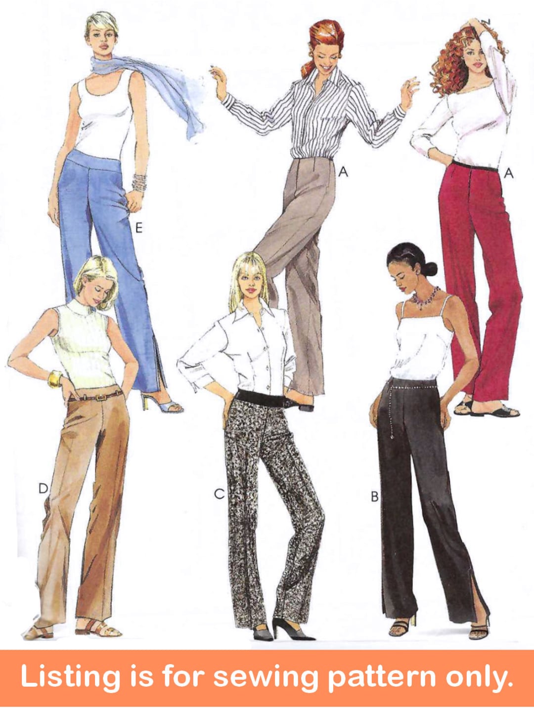 PANTS SEWING PATTERN | Sew Womens Misses Clothes Clothing | Low Rise ...