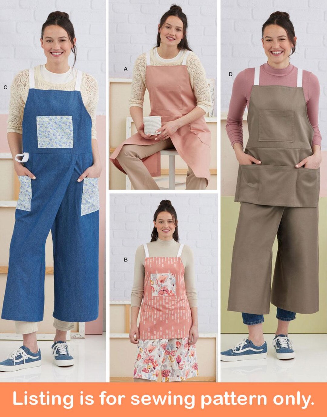 PANTS APRON Sewing PATTERN | Sew Womens Kitchen Craft Full Smock | Art ...