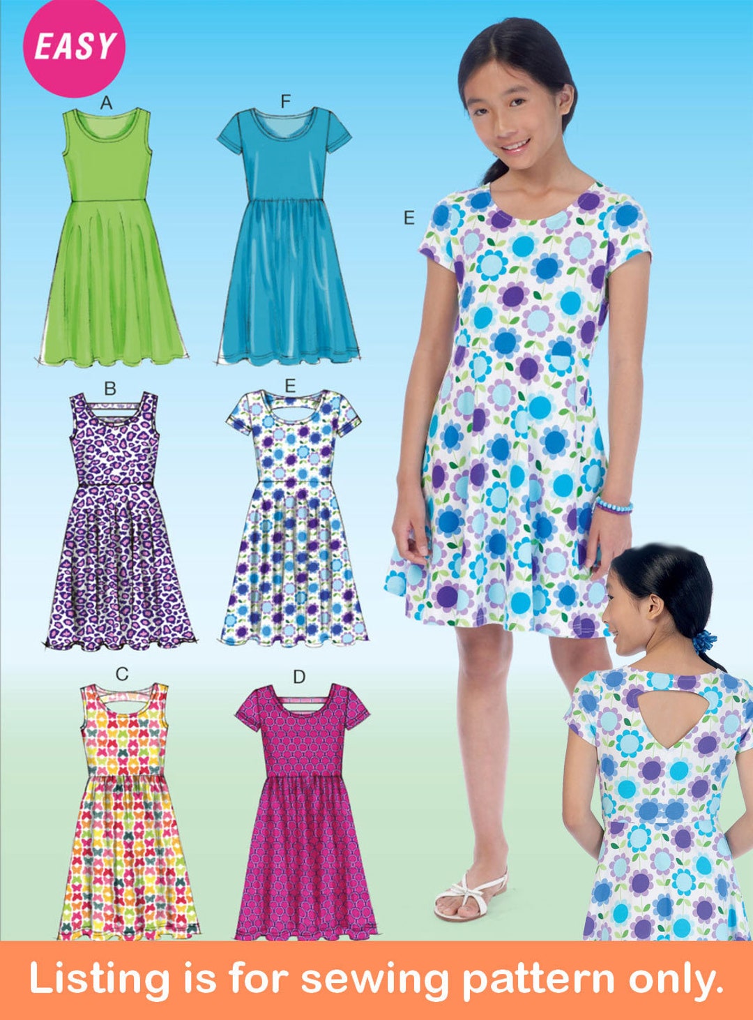 DRESS SEWING PATTERN | Sew Girls Clothes Clothing | Open-back Sundress ...
