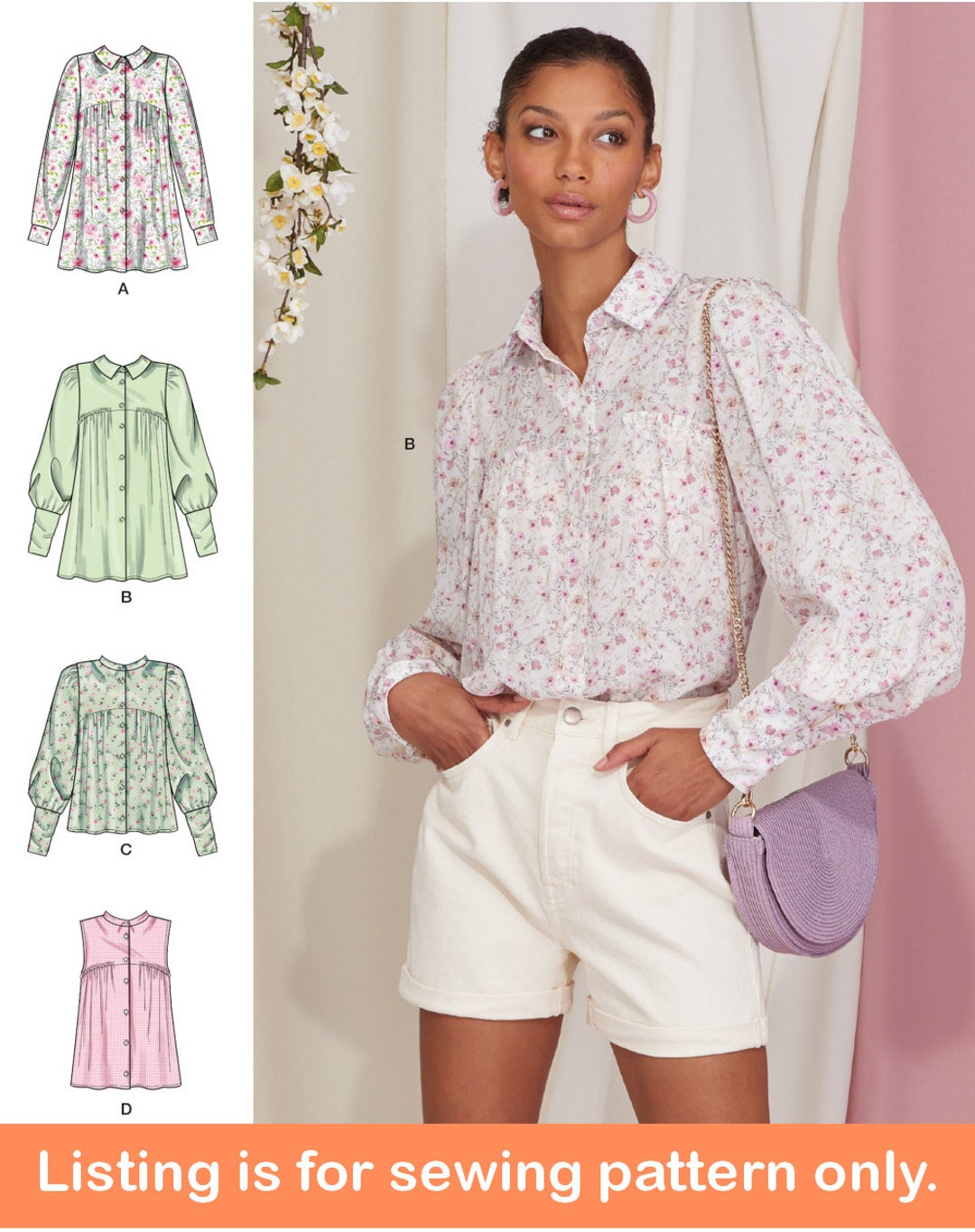 BLOUSE SEWING PATTERN | Sew Womens Clothes Clothing | Top Button-down ...