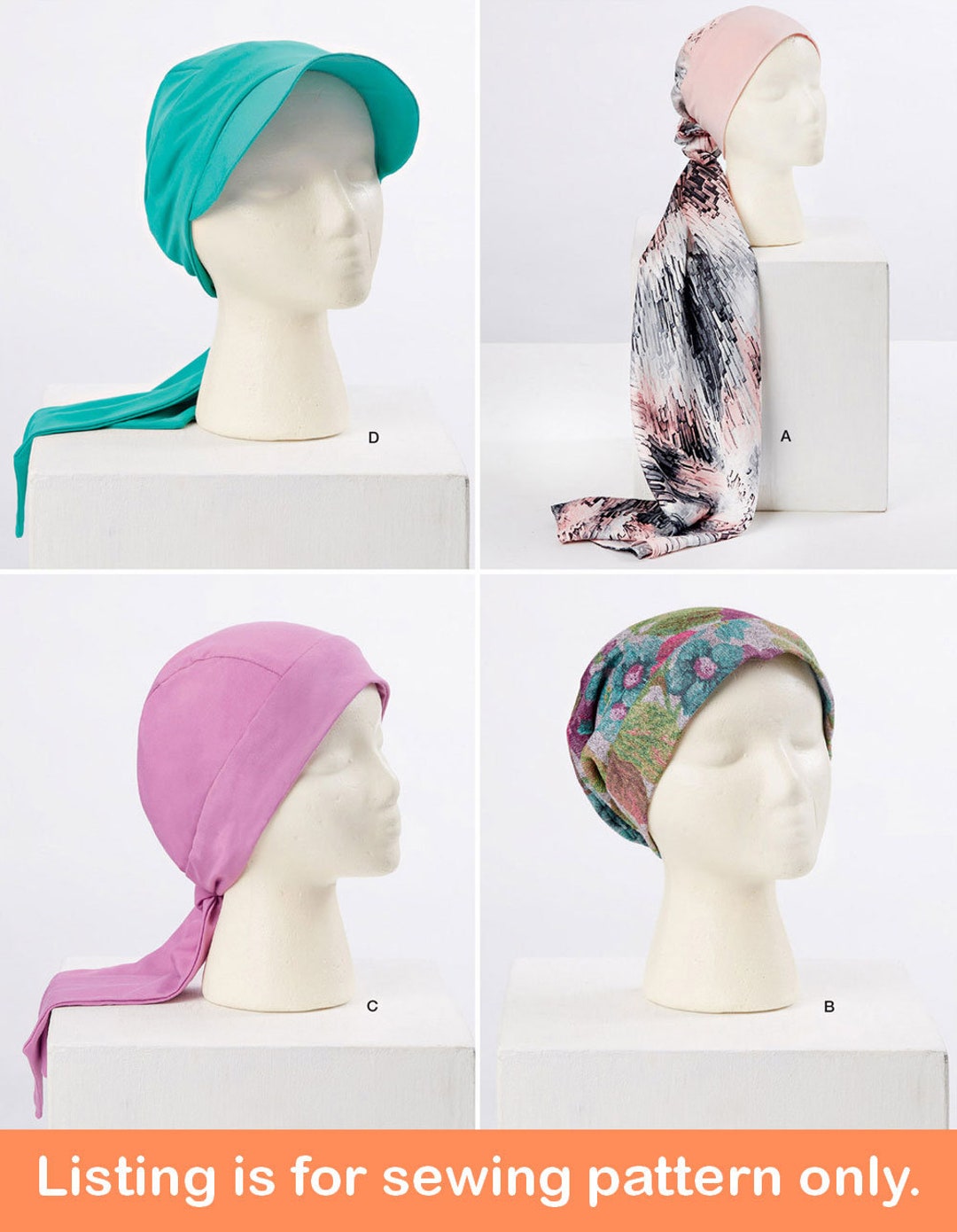 HAT SEWING PATTERN | Sew Womens Headwear | Turban Headwrap Head Wrap ...