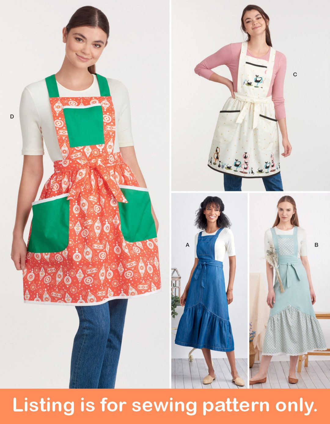 APRON SEWING PATTERN | Sew Kitchen Craft Apron | Women Woman Full ...