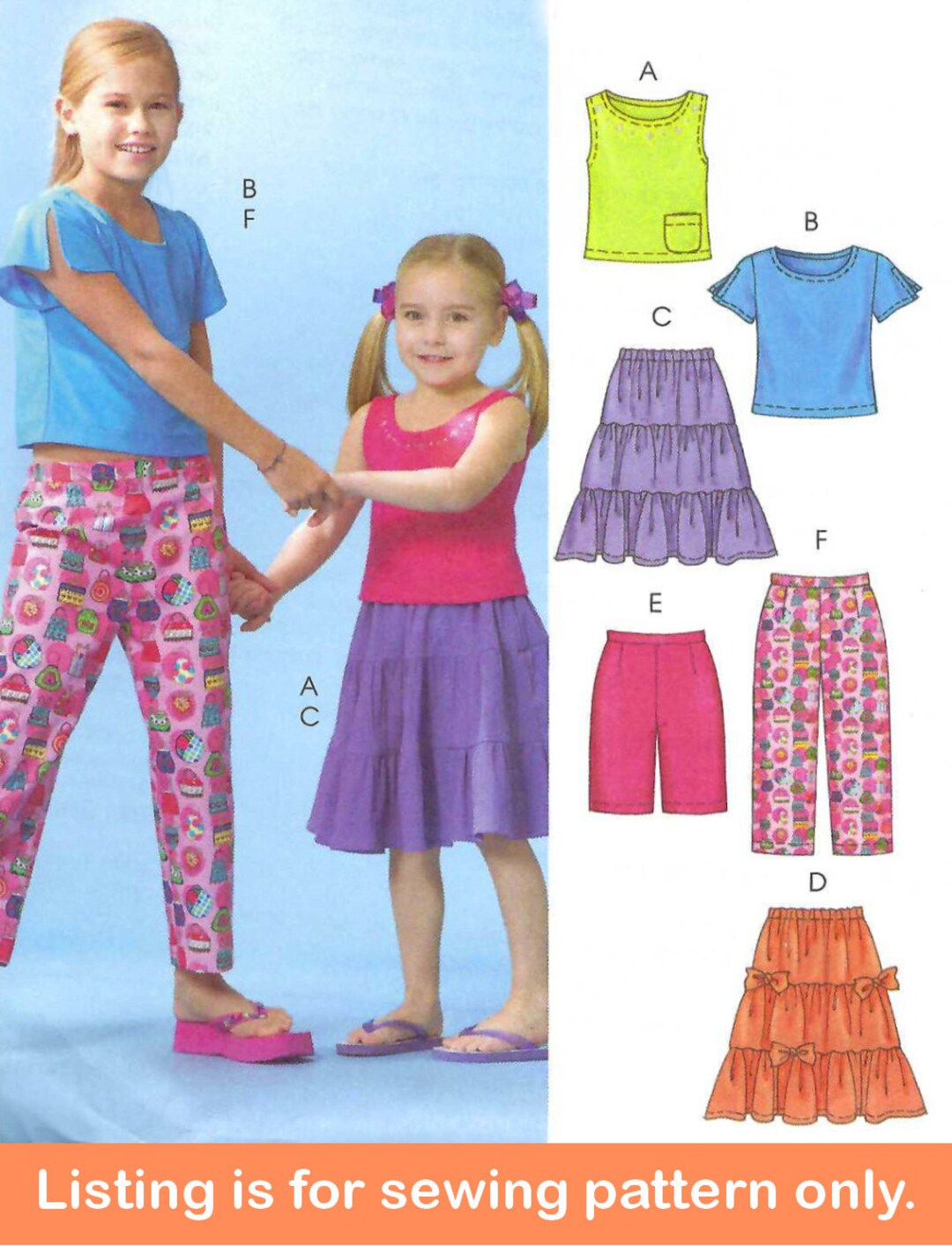 GIRLS SEWING PATTERN | Sew Summer Clothes Clothing | Tank Top Shorts ...