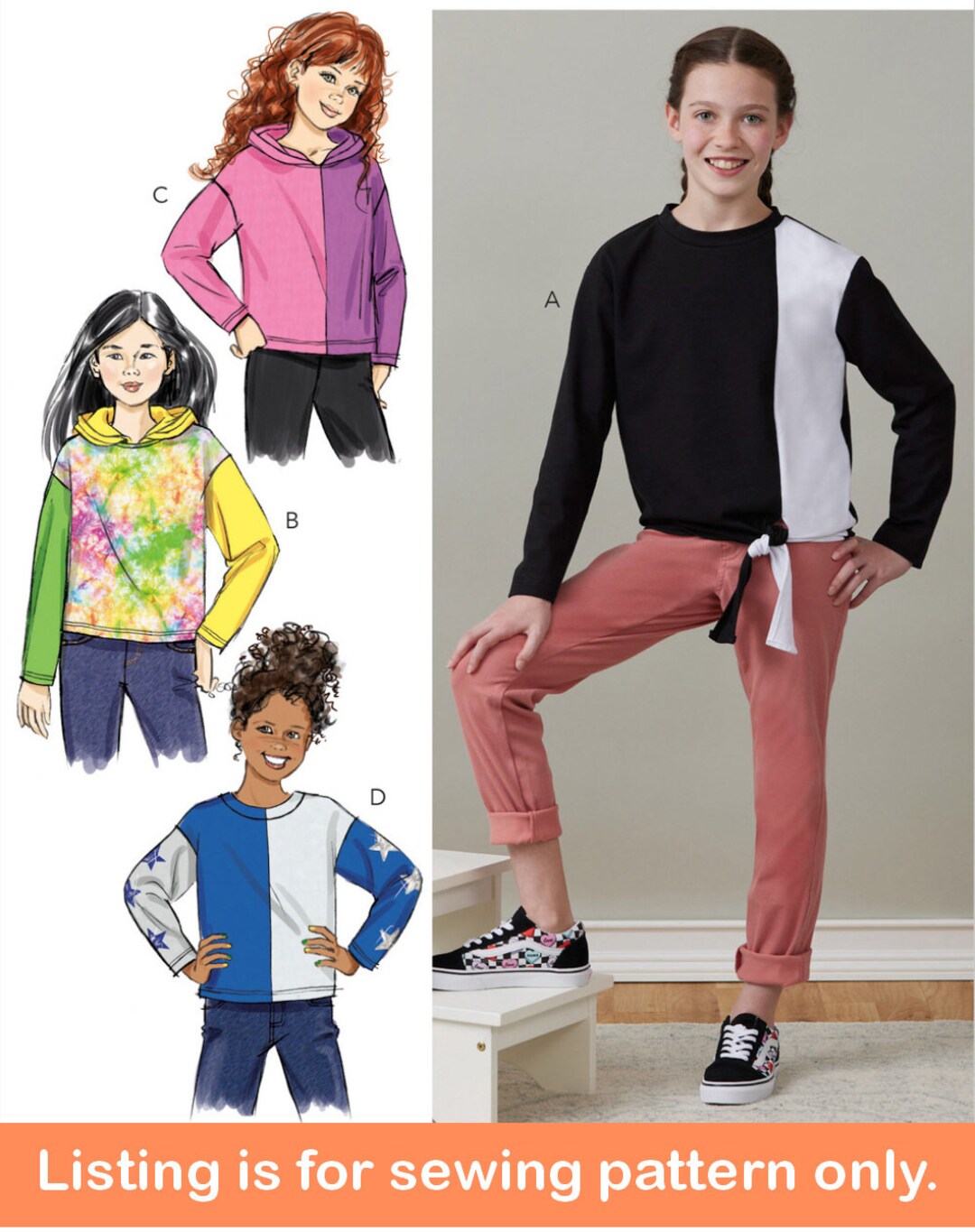 TOPS SEWING PATTERN | Sew Girls Clothes Clothing | Long Sleeve Shirt ...