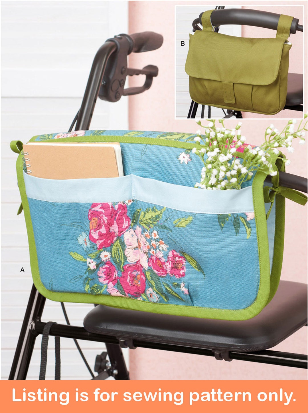 WALKER BAG Sewing PATTERN | Sew Scooter Rollator Organizer Carrier Tote ...