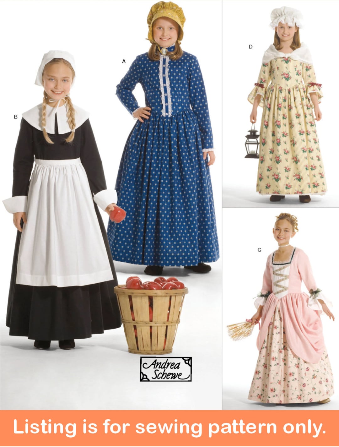 COSTUME SEWING PATTERN |make Halloween Dress | Girl Pilgrim Colonial ...
