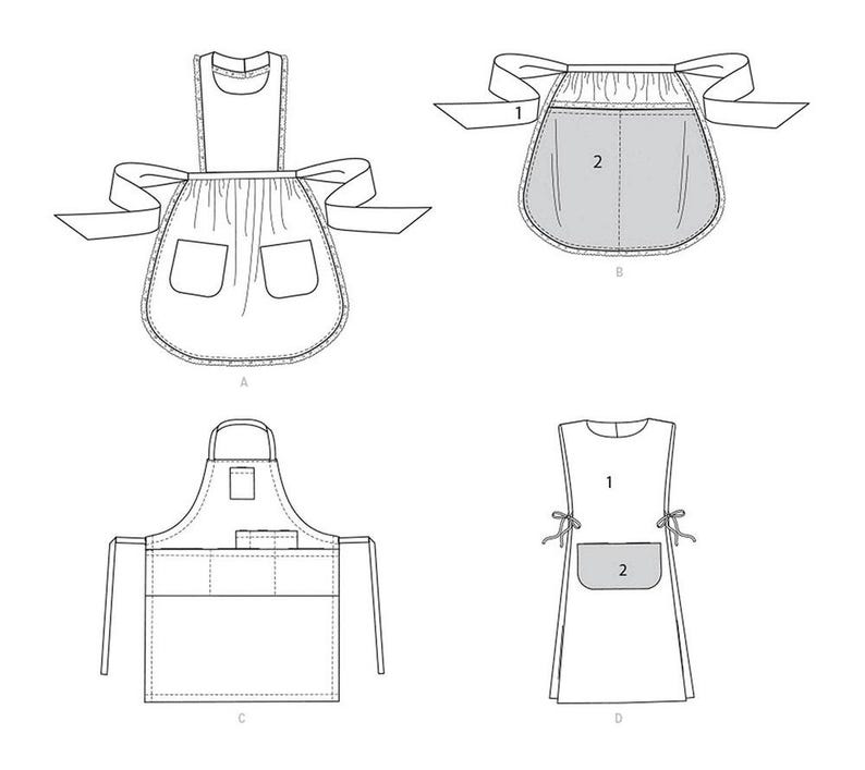 APRON SEWING PATTERN | Sew Matching Womens Mens Kids Full Half Apron ...