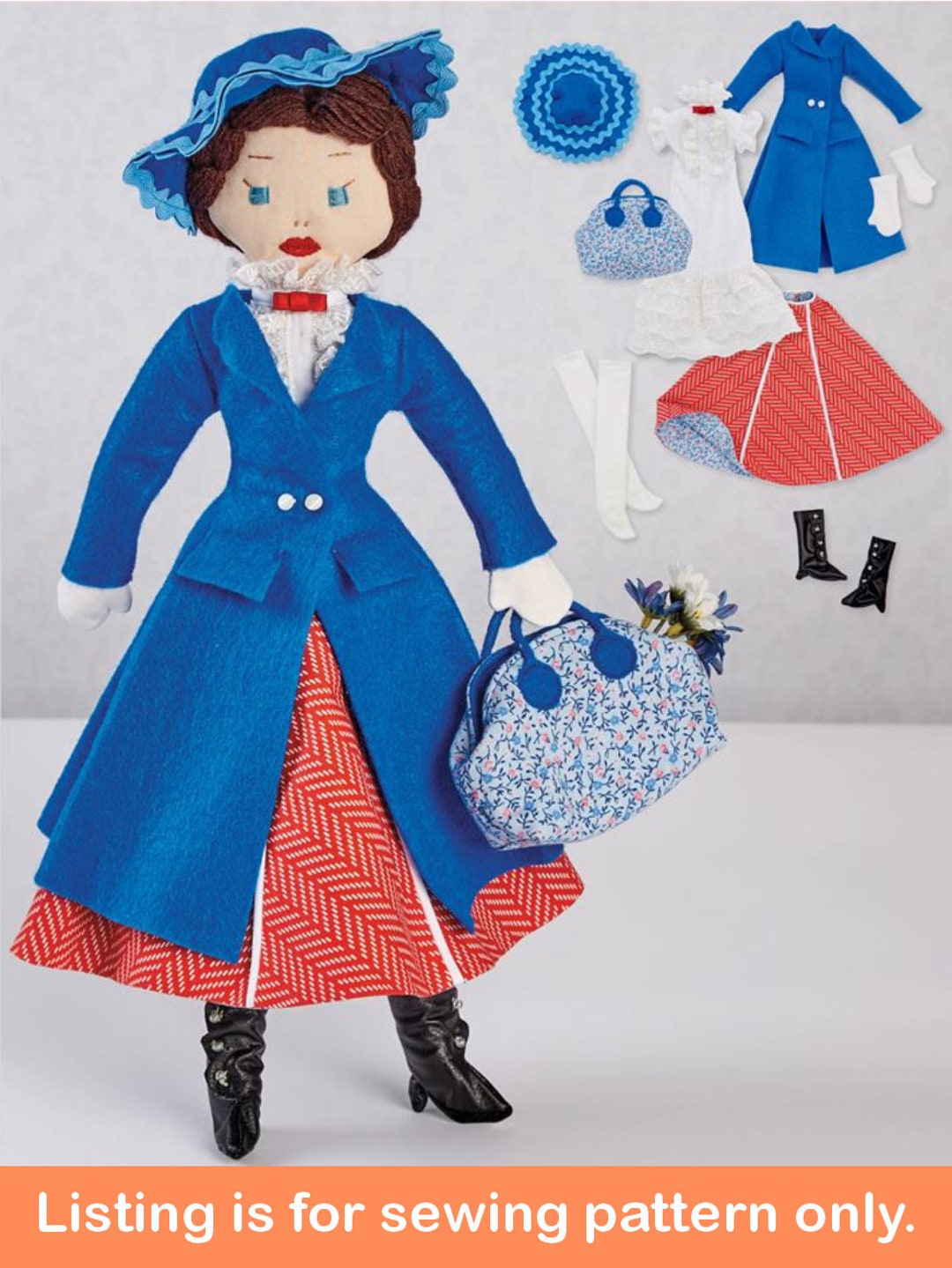 Sale!!! DOLL SEWING PATTERN | Sew Mary Poppins Rag Cloth Fabric Doll ...