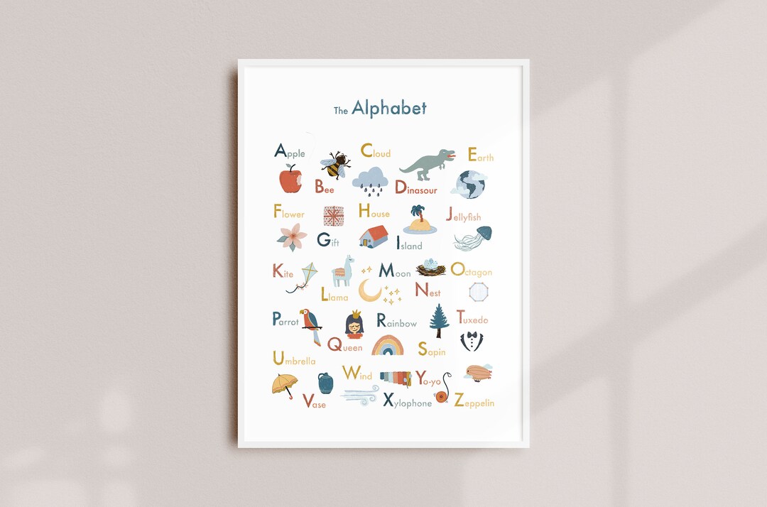 ABC Poster for Kids, Watercolor Alphabet Print Nursery - Etsy