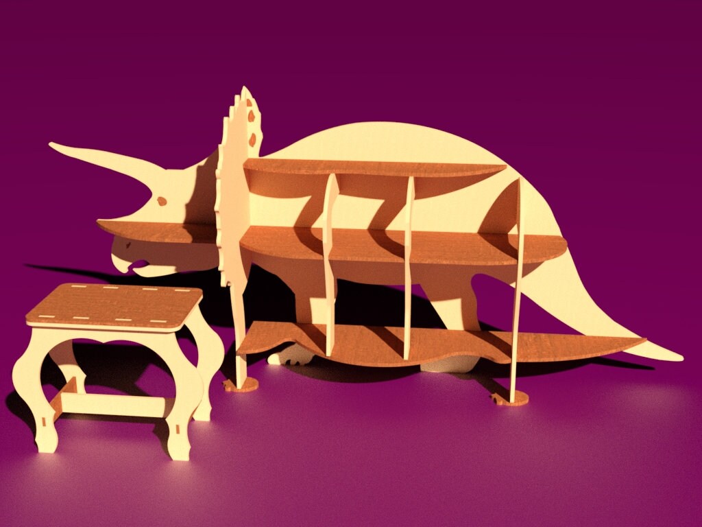 Dino-stand Dinosaur Triceratops Shelves 3d Laser Cut - Etsy