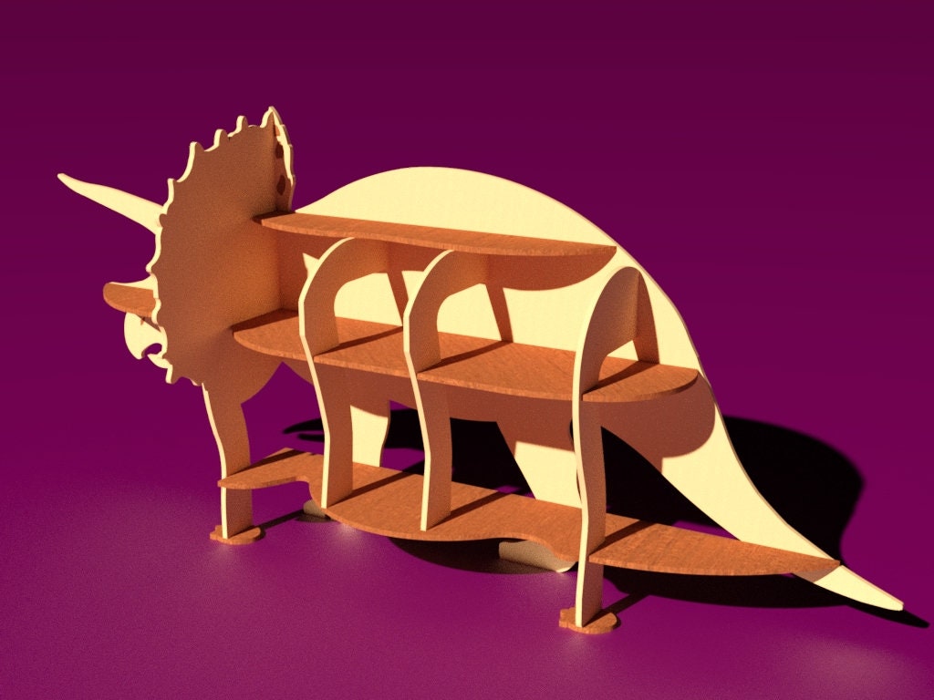 Dino-stand Dinosaur Triceratops Shelves 3d Laser Cut - Etsy