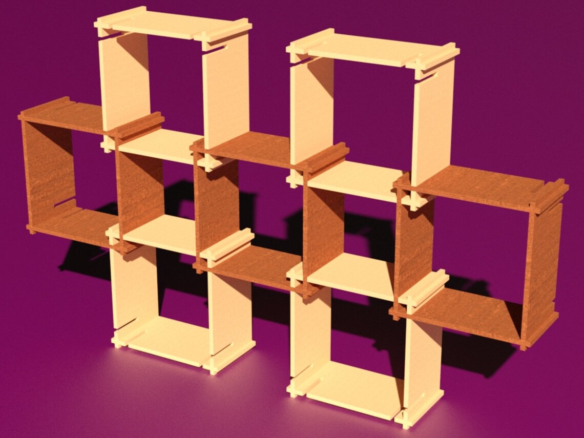 Modular Shelves, Cnc Plan, 3D, Laser Cut, Download, Ai Files, Dwg Files ...