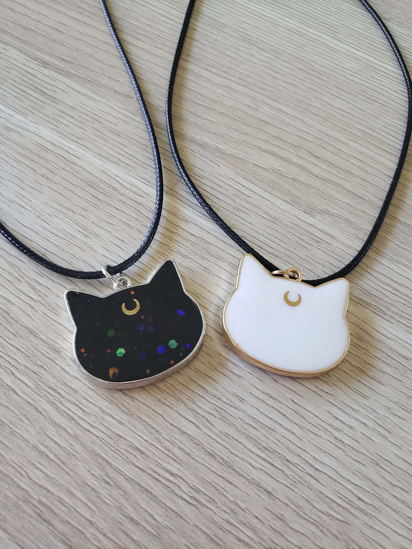 Sailor Moon Necklace Artemis and Luna Resin Jewelry Bezel Necklace Cat ...