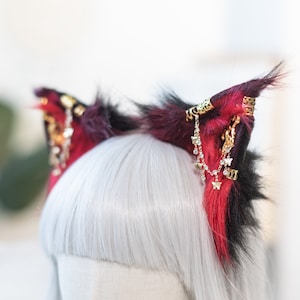 Red and Black Cat Ears, Cat Ears, Cosplay,pet Play, Tubbo Cosplay ...