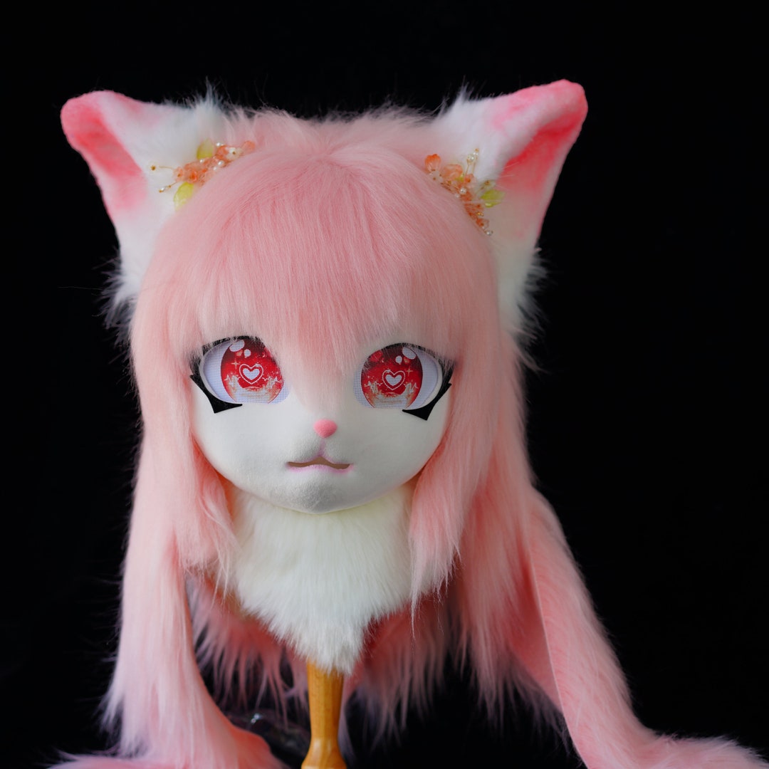Sakura Kig Fursuit Mask Fantasy Fursuit Head Mask Pink Kitsune Burdget ...