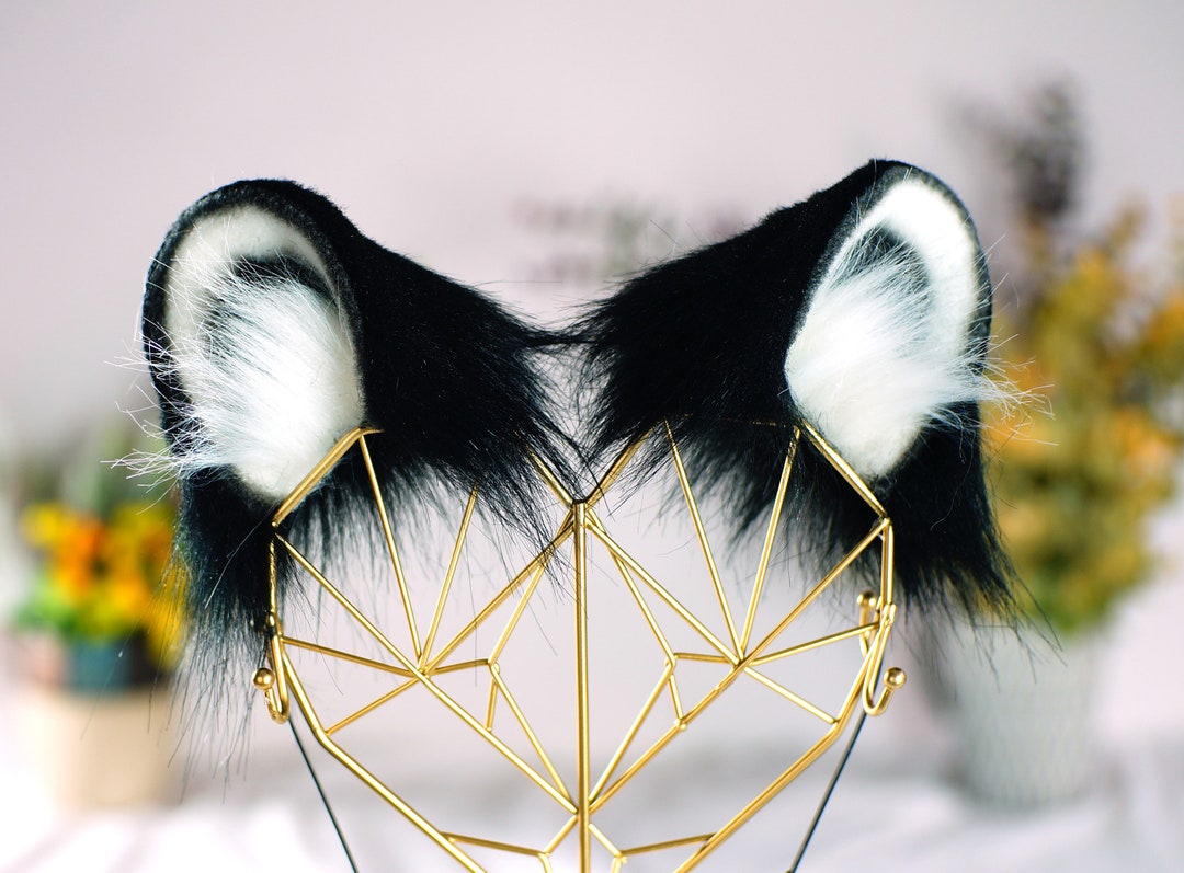 Black Mouse Ears, Ears Headband, Cat Ears, Fluffy Mouse Ears, Hamster ...