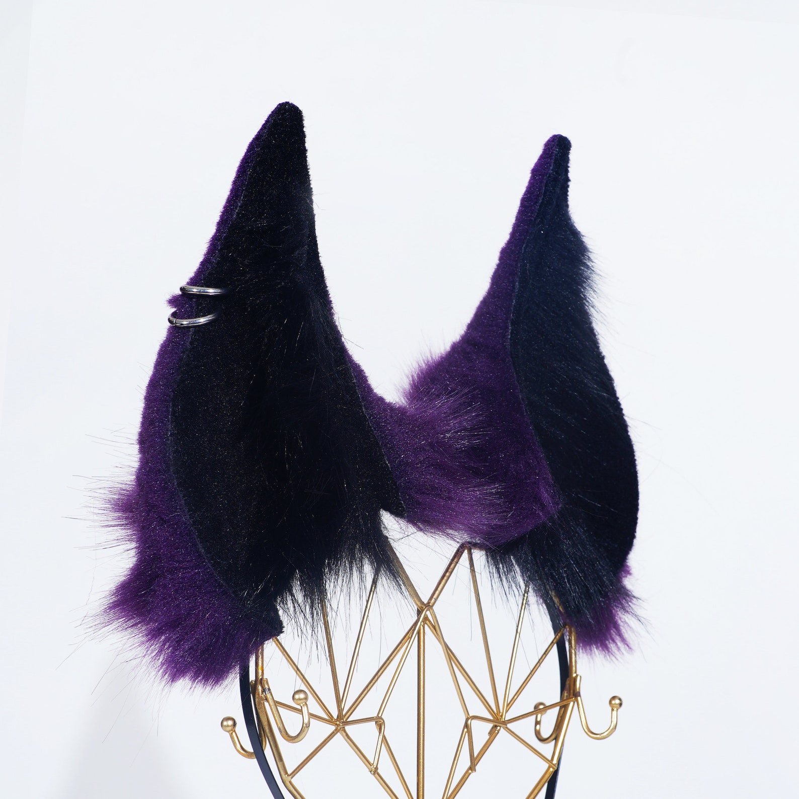 Realistic Anubis Wolf Ear Purple Dobermann Earfaux Fur Ear - Etsy